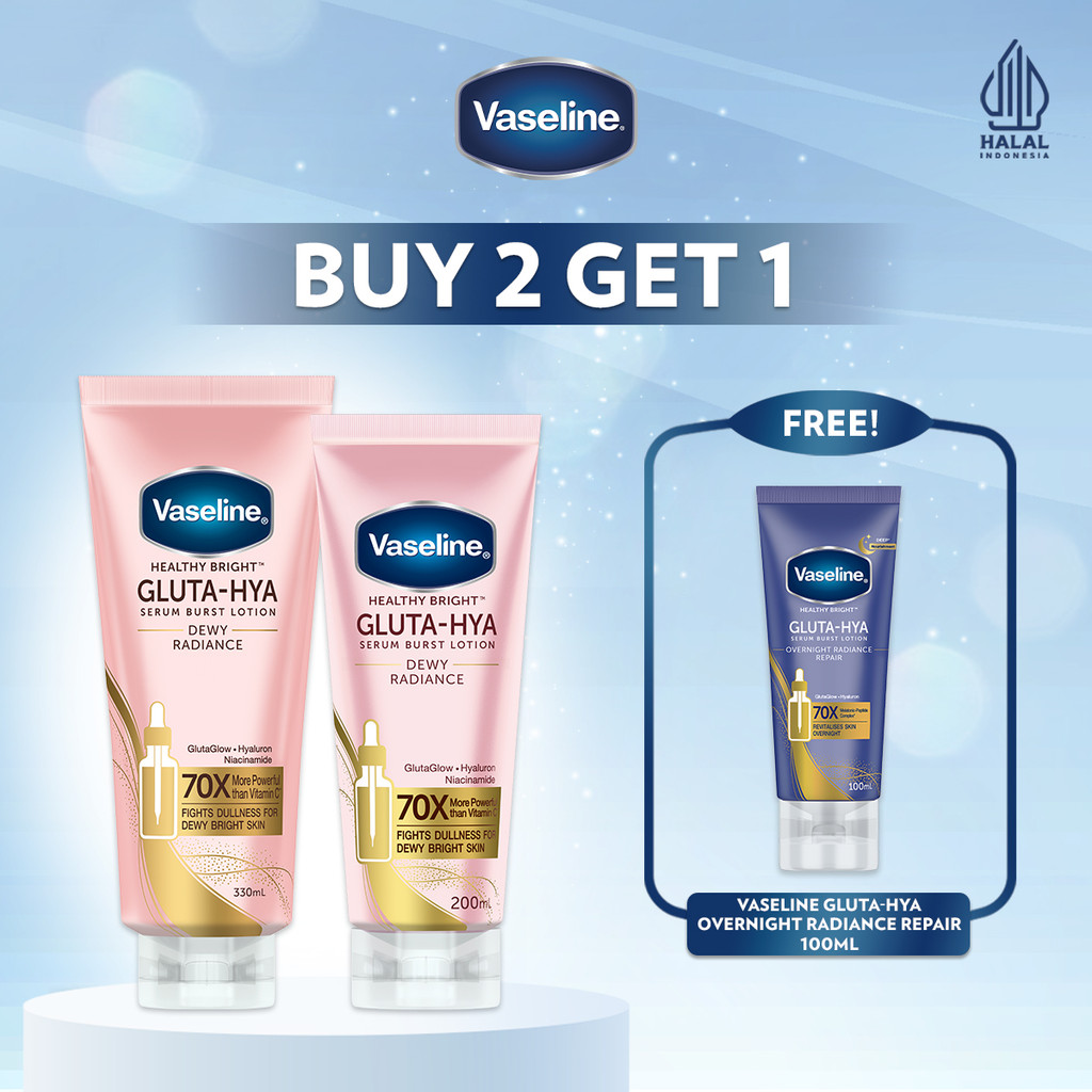 Jual [BUY 2 GET 1] Buy Vaseline Gluta Hya Dewy Radiance 200ml and ...