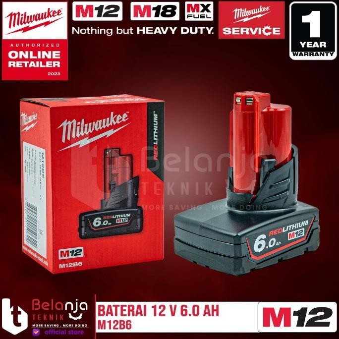 Jual CO Milwaukee Battery M12 B6 Baterai 12V 6 AH 12 Volt M12B6 ...