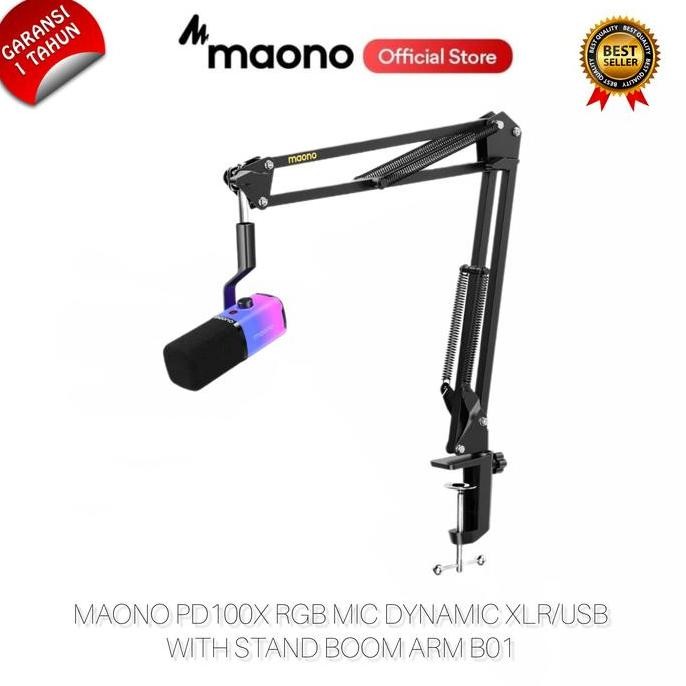 Jual CO MAONO PD100X RGB Paket Dynamic Microphone with BA20 Stand Arm and Headphone for Live ...