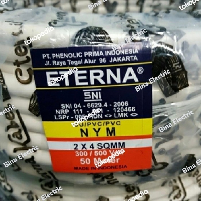 Jual Kabel Listrik NYM 2x4 2 x 4 2x4mm 2 x 4 mm Eterna 50M 50 Meter | Shopee Indonesia