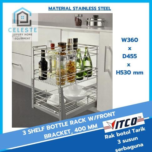 Jual VITCO 3 Shelf Bottle w/ Front Bracket/ Rak Tarik Botol Bumbu ...