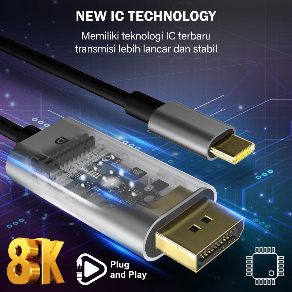 Jual Kabel Usb Type C Converter To Display Port Laptop Ke Tv 8K Px Cdp ...