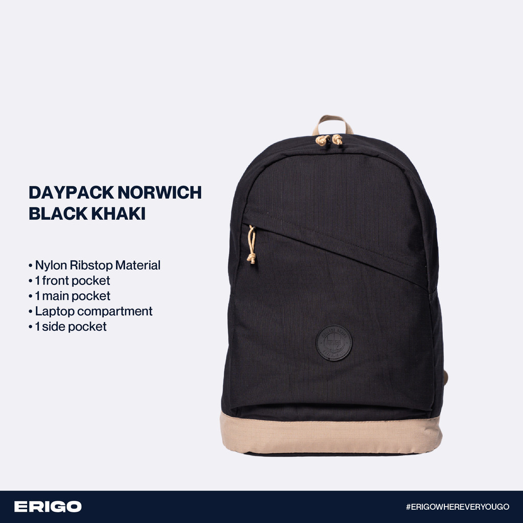 Jual Erigo Daypack Norwich Black Khaki Unisex | Shopee Indonesia