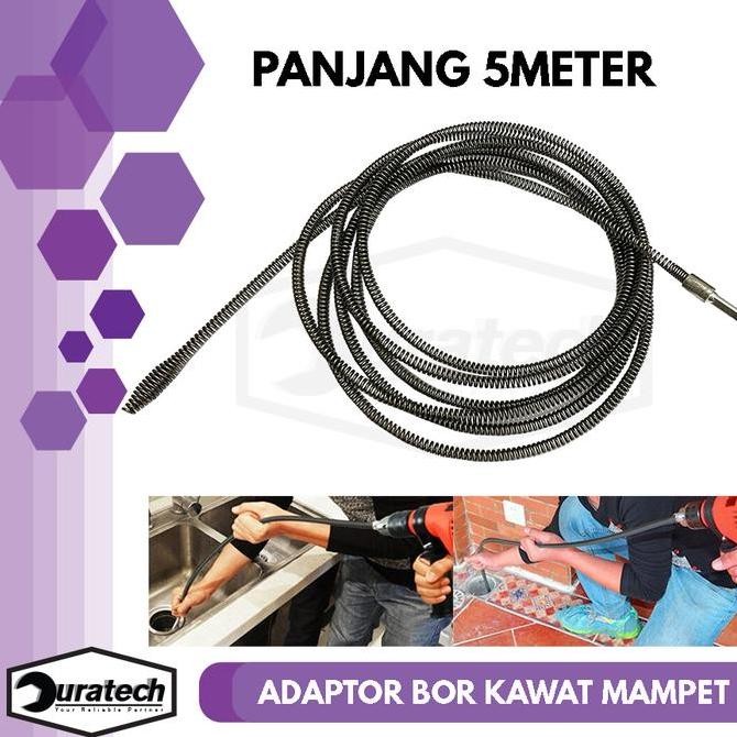 Jual Alat Jepit Kawat Pembersih Saluran Mampet Panjang 5 Meter 10 Meter Adaptor Bor Kawat Sling ...