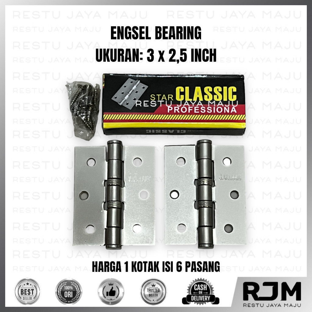 Jual [6 set] CLASSIC Engsel Bearing SN GP 3 X2,5 inch Pintu Jendela ...