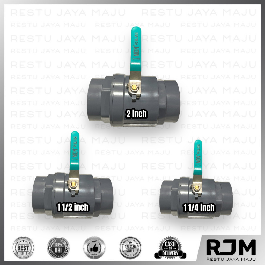 Jual MDN Ball Valve PVC gg Stainless As Kuningan 1 1/4 1 1/2 2 inch Stop Kran rjm | Shopee Indonesia