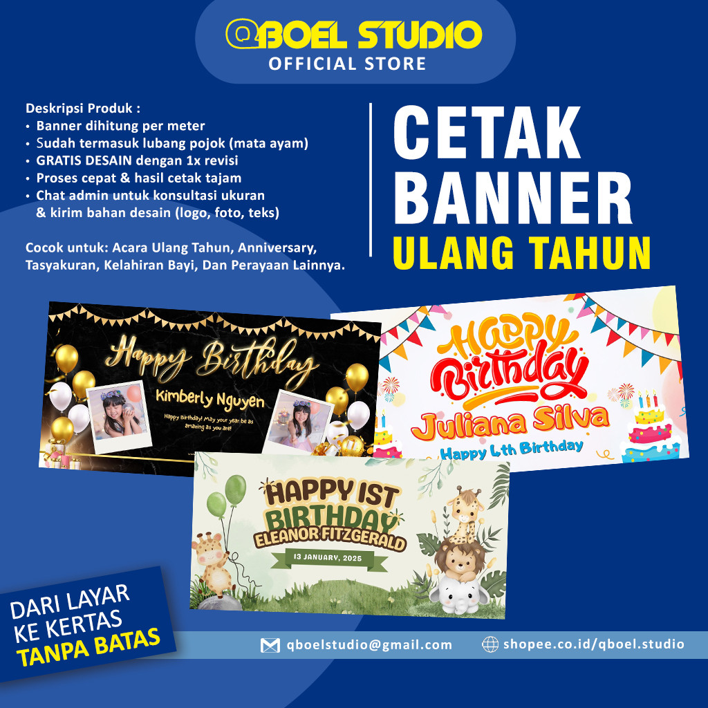 Jual Cetak Banner / Backdrop Ulang Tahun Anak Lucu & Mewah - Custom ...
