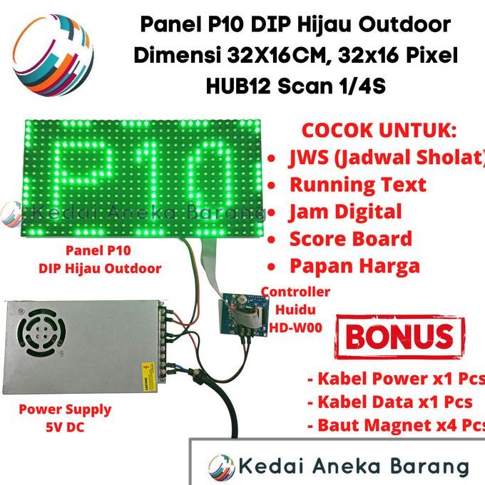 Jual Panel Module Modul Led P10 Running Text Dip Hijau Green Outdoor ...