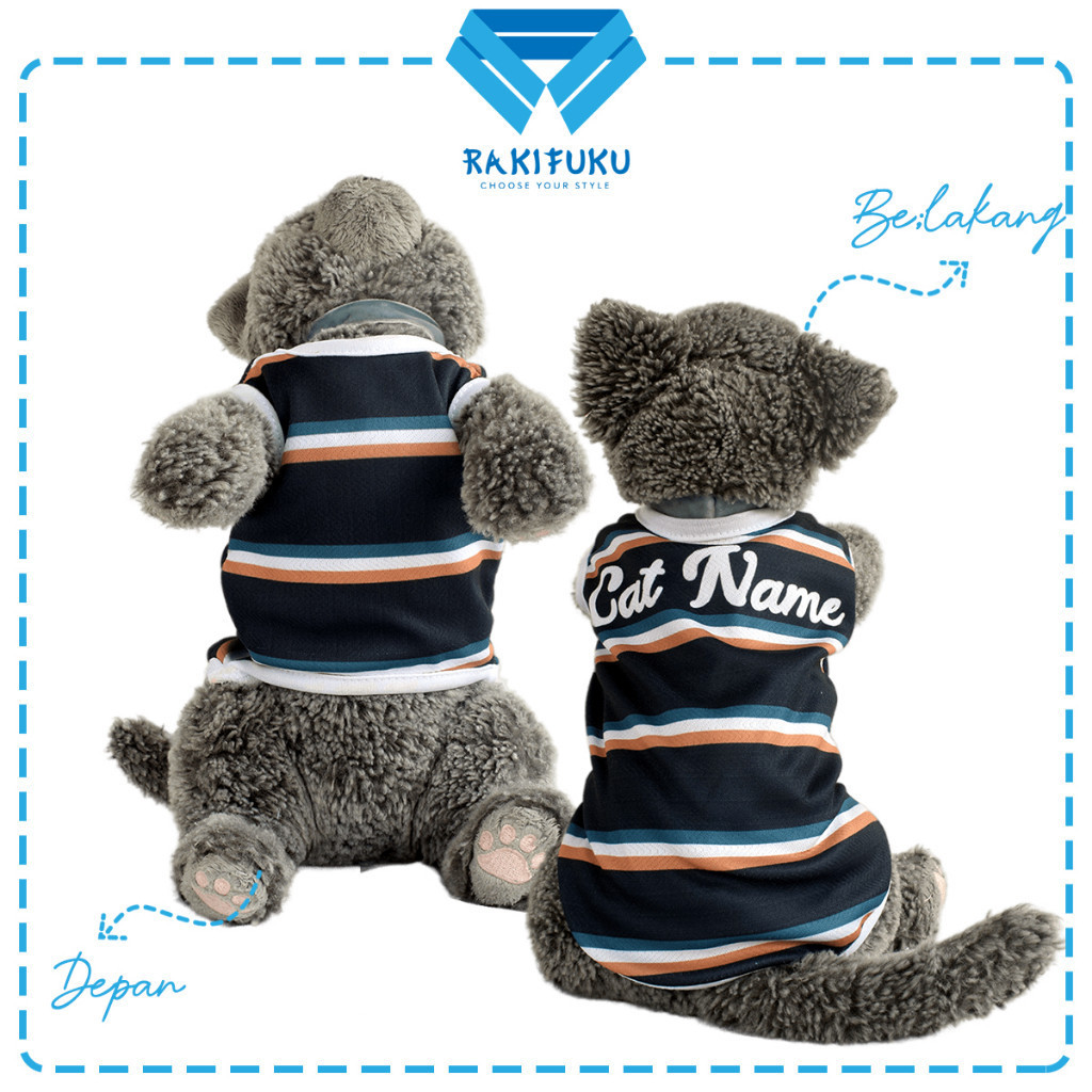 Jual Baju Kucing Lucu Murah Motif Strip Hijau [BISA CUSTOM NAMA ...