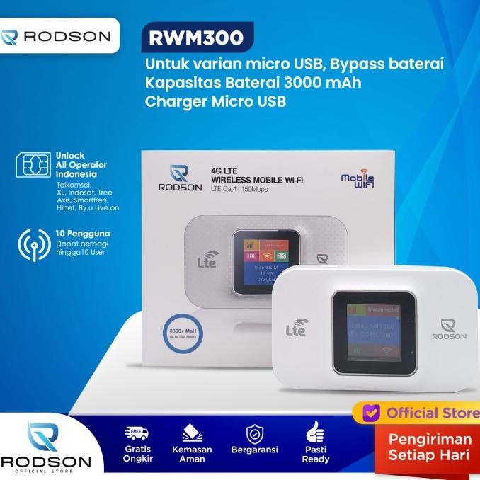 Jual RODSON Modem Wifi RWM300 Mifi Router 4G LTE 300Mbps Unlock All Operator Micro USB MBS ...
