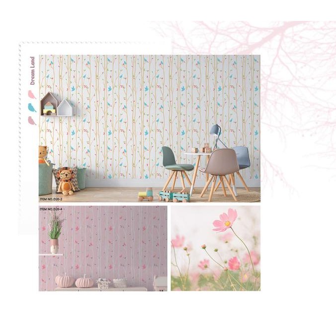 Jual Miliki Wallpaper Vinyl Kids Kamar Anak Ranting Pohon Burung Salur ...
