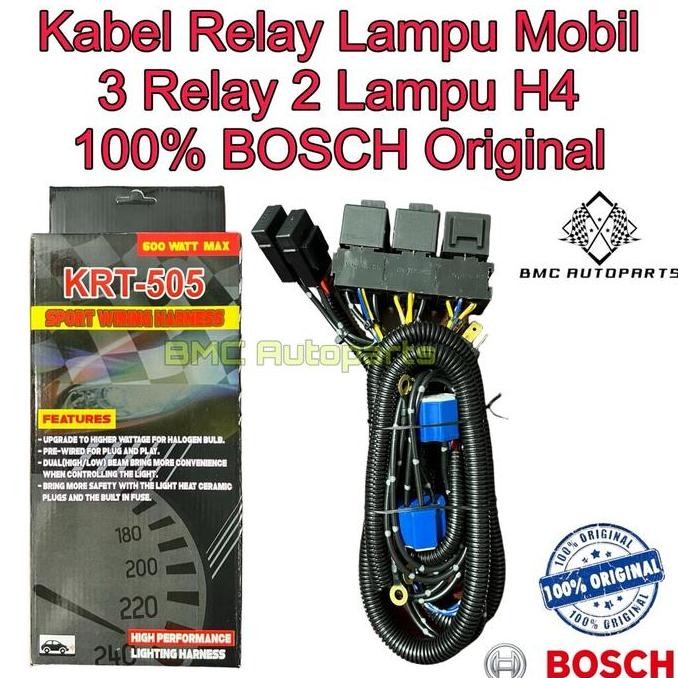 Jual Kabel Set Relay Bosch Original Untuk Lampu H4 Mobil 3 Relay 2 Lampu Komplit New Stok ...