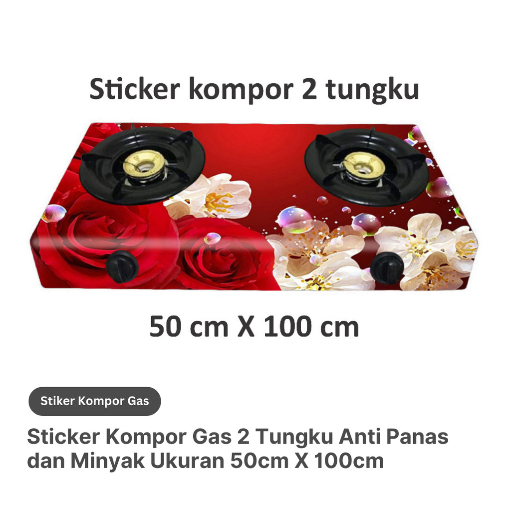 Jual Sticker Kompor Gas 2 Tungku Anti Panas dan Minyak Ukuran 50cm X ...