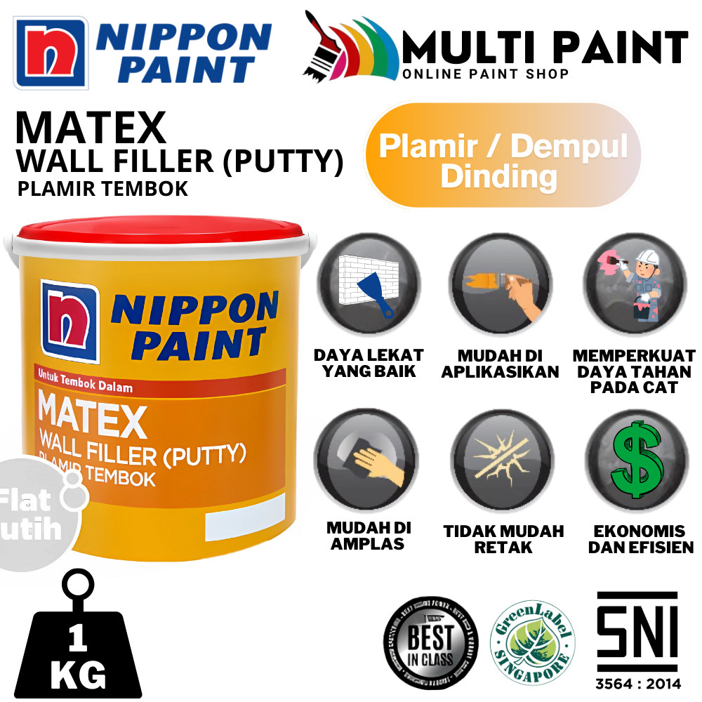Jual NIPPON PIANT MATEX PUTTY 1KG PLAMIR MATEX PLAMIR TEMBOK DEMPUL MATEX 1 KG DEMPUL TEMBOK ...