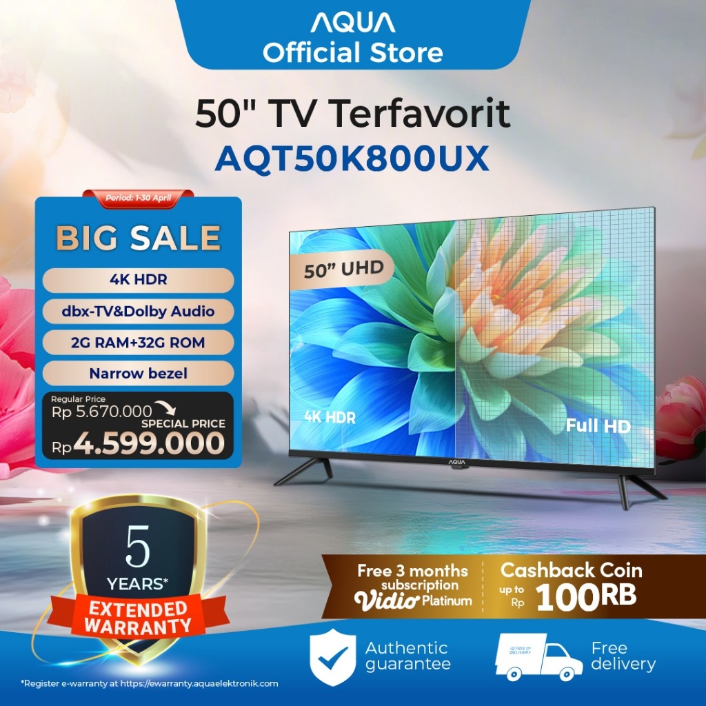 Jual AQUA Elektronik TV 50 inch AQT50K800UX - 4K HDR - Google TV ...