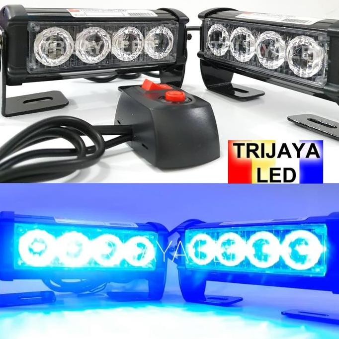 Jual Lampu LED STROBO Biru Vama Federal Signal BLITZ 4 Mata Motor Mobil ...