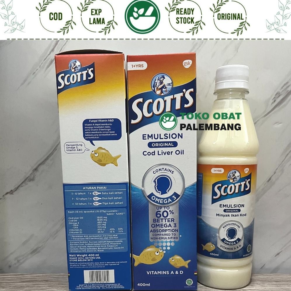 Jual SCOTT'S EMULSION RASA ORIGINAL 400ML VITA COD LIVER OIL MINYAK IKAN KOD SCOTT EMULSION ...