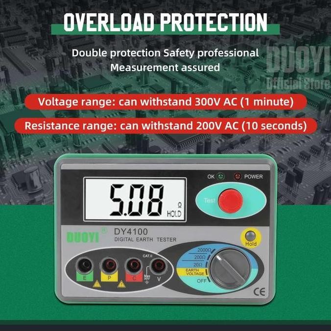 Jual Digital Earth Tester Dy-4100 Grounding Ground Alat Ukur Hambatan ...