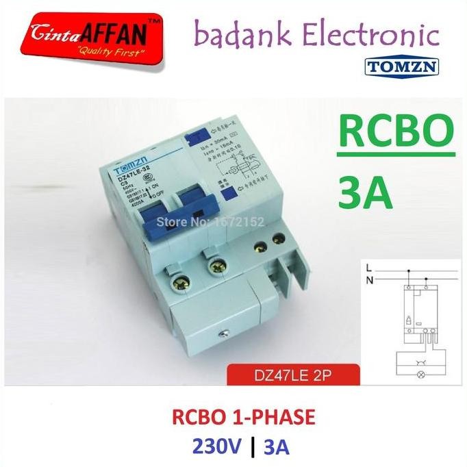 Jual Promo RCBO AC C3 3A 230V 1P+N Residual Current Operated Circuit ...