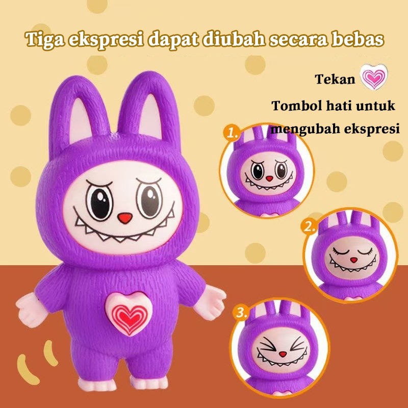 Jual LABUBU Kartun Gantungan Kunci Mainan Boneka Berubah Wajah Liontin ...