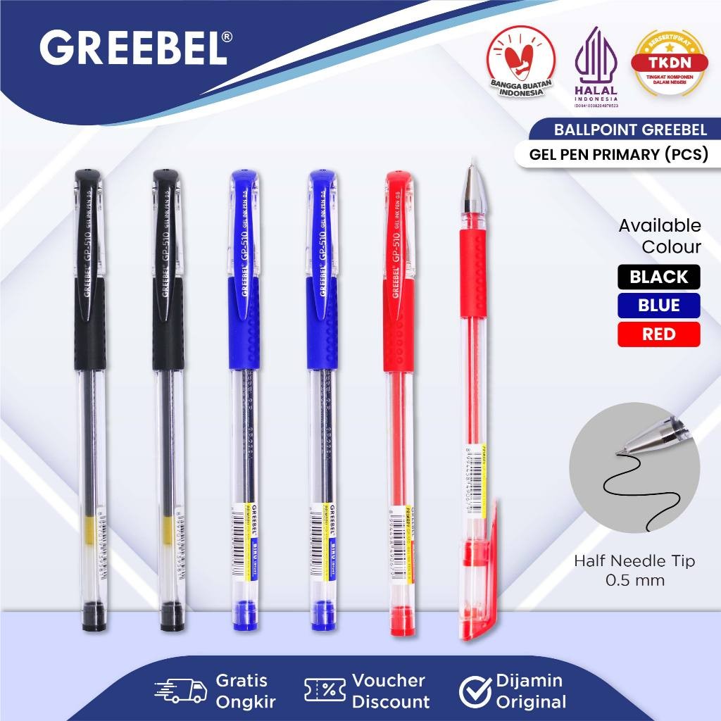 Jual GREEBEL PULPEN GEL / GEL PEN GP- 510 Primary 0.5 (6PCS/SET) / Ballpen Gel Ballpoint Bolpen ...