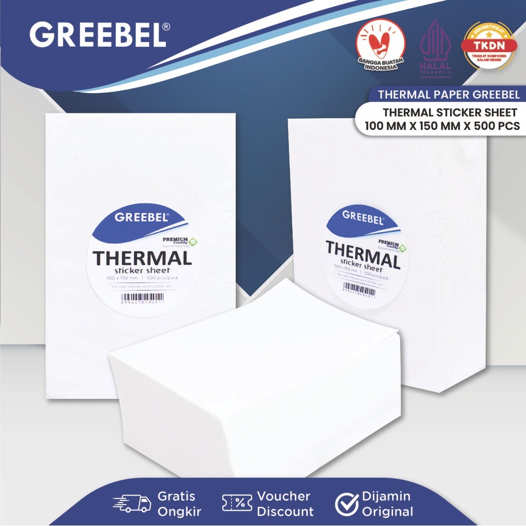 Jual GREEBEL Label Stiker Thermal Sheets Isi 500pcs 100x150mm ...