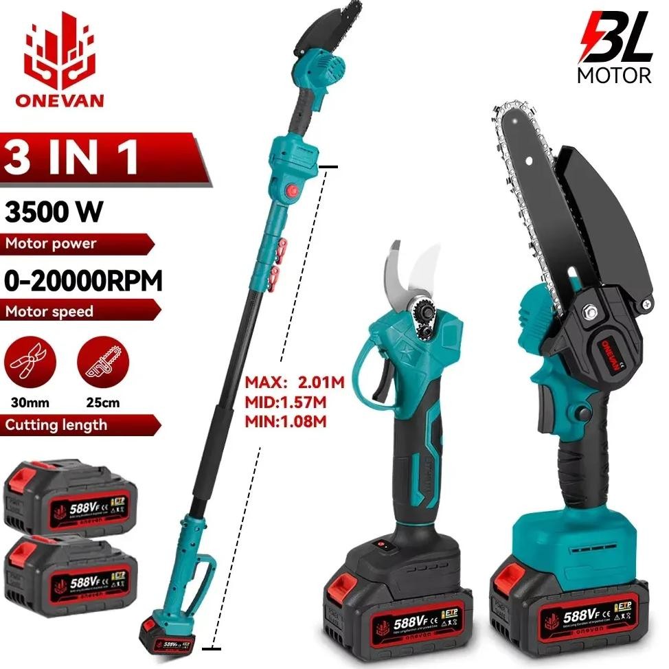 Jual Onevan 3 In 1 Brushless Telescoping Pole Electric Chainsaw 3500W ...