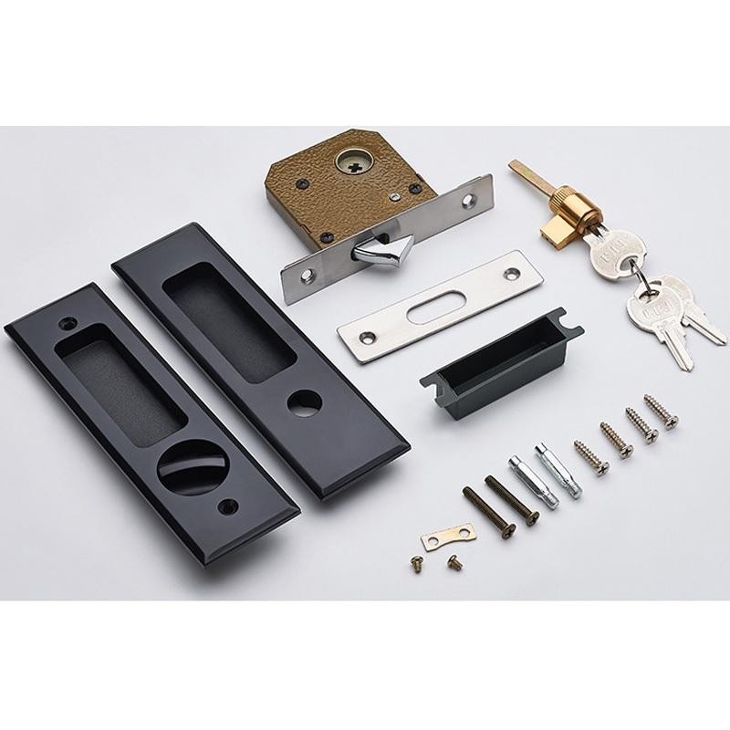 Jual Aluminium Senyap Hitam / Perak Kunci Pintu Sliding Geser Set Door ...