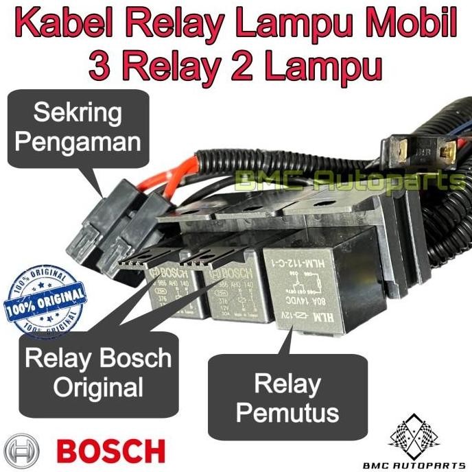 Jual Kabel Relay Set BOSCH 3 Relay 2 Lampu H4 Mobil Komplit - 100% ...