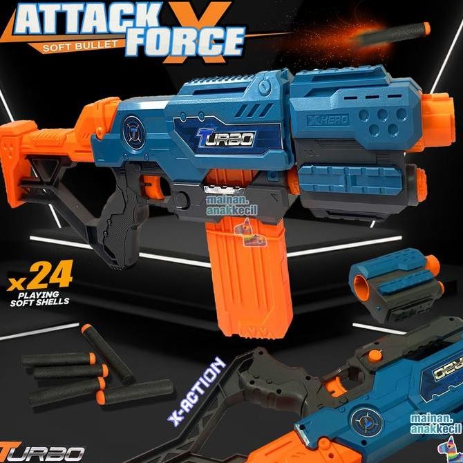 Jual Mainan Tembakan Pistol Nerf Gun Attack X Force SoftBullet Eva ...