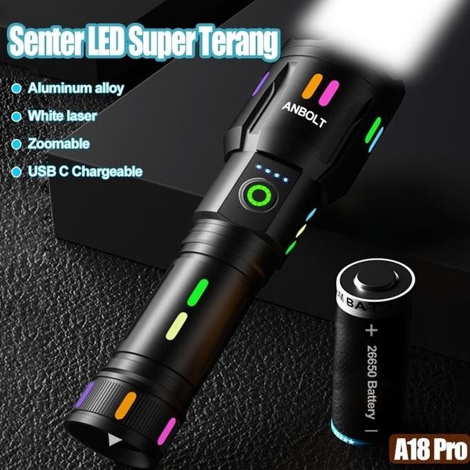 Jual NEW Anbolt COD A18 Pro Senter LED Super Terang 100000 lumens ...