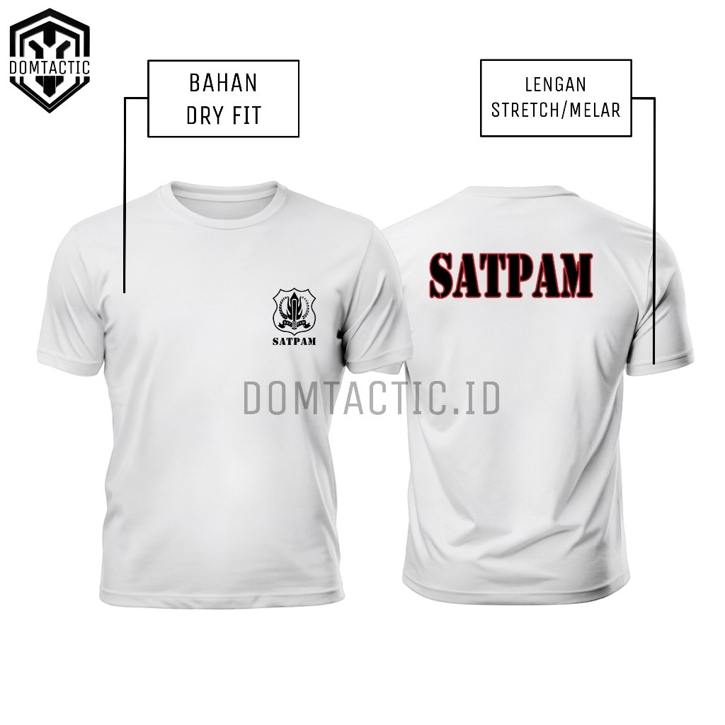 Jual Kaos Satpam/Security Lengan Pendek Bahan Dryfit Warna putih Logo ...