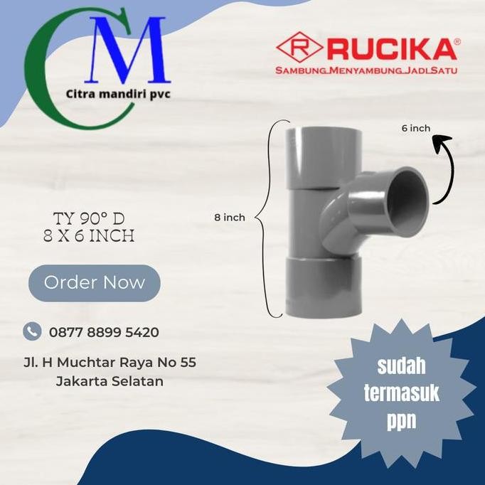 Jual Fitting Pvc Rucika Ty - Tee Y - Large Radius Tee 8 X 6 - D-Lt 90 ...