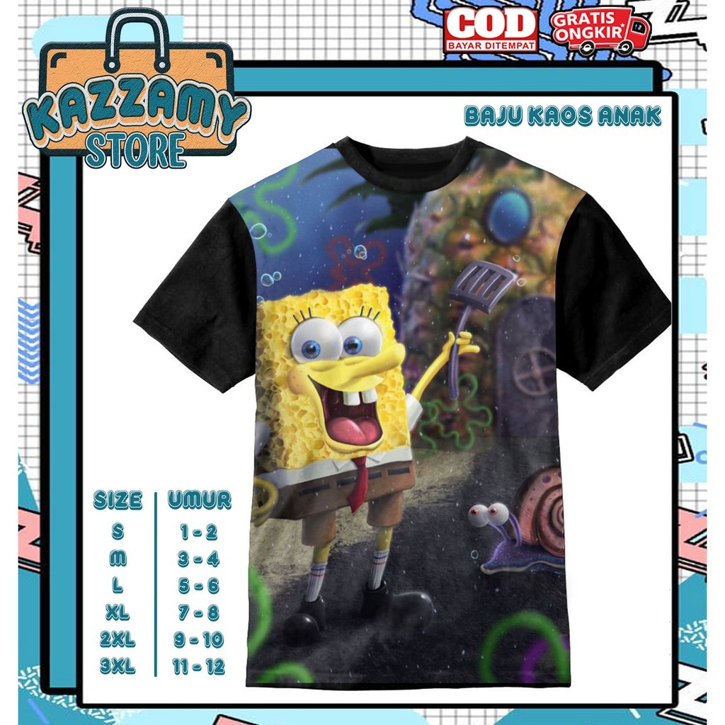 Jual Kaos Anak 3D Baju Anak The Spongebob Night - Kazzamy Store ...