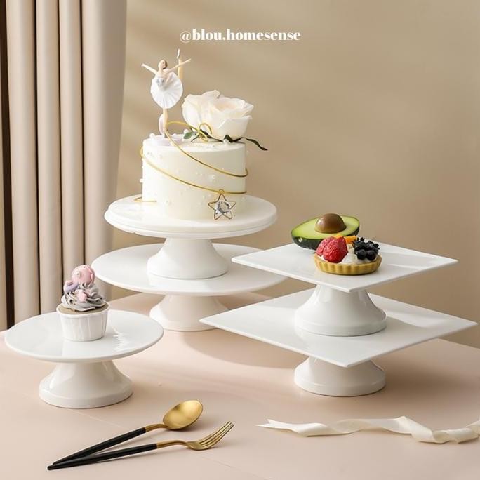 Jual Cake Stand High Feet Wadah Kue Tingkat Piring Kue Susun Keramik Putih | Shopee Indonesia