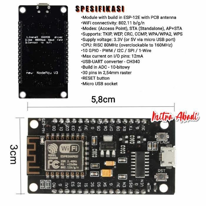Jual Nodemcu Esp8266 V3 Lua Ch340G Wifi Module | Shopee Indonesia
