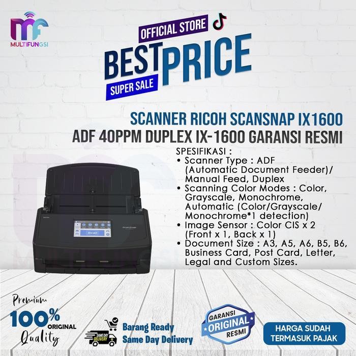 Jual Vs Scanner Fujitsu / Ricoh Scansnap Ix1600 Adf 40Ppm Duplex Ix ...