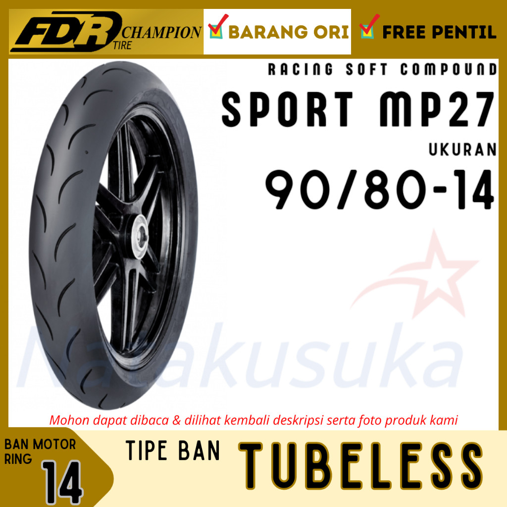 Jual FDR SOFT COMP. SPORT MP27 90/80 - 14 TUBELESS (TL) | Shopee Indonesia