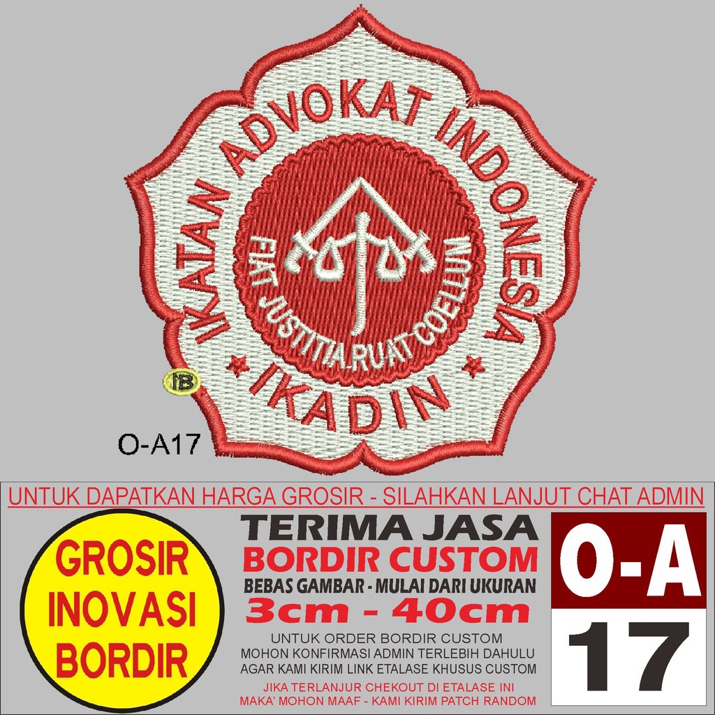 Jual PATCH BORDIR LOGO O-A17 IKATAN ADVOKAT INDONESIA IKADIN - GIB ...
