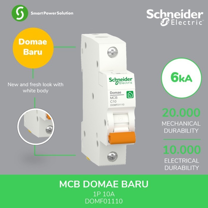 Jual SCHNEIDER NEW DOMAE MCB 10A - 1P 6KA - DOMF01110 | Shopee Indonesia