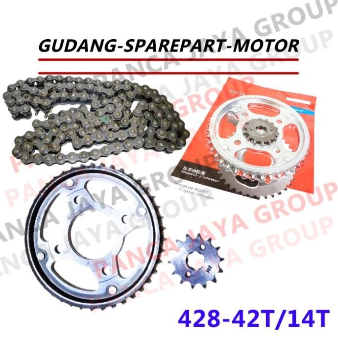 Jual Gear Gir Set Paket Depan Belakang Rantai-Roda 428 42-14 Benelli ...
