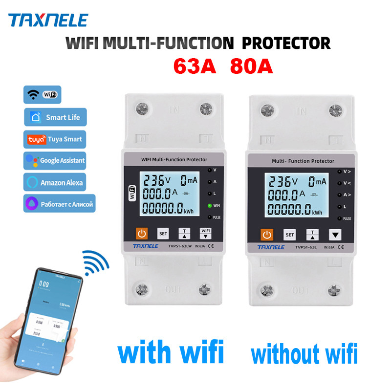 Jual 63A TUYA WiFi Smart Earth Kebocoran Di Bawah Pelindung Tegangan ...