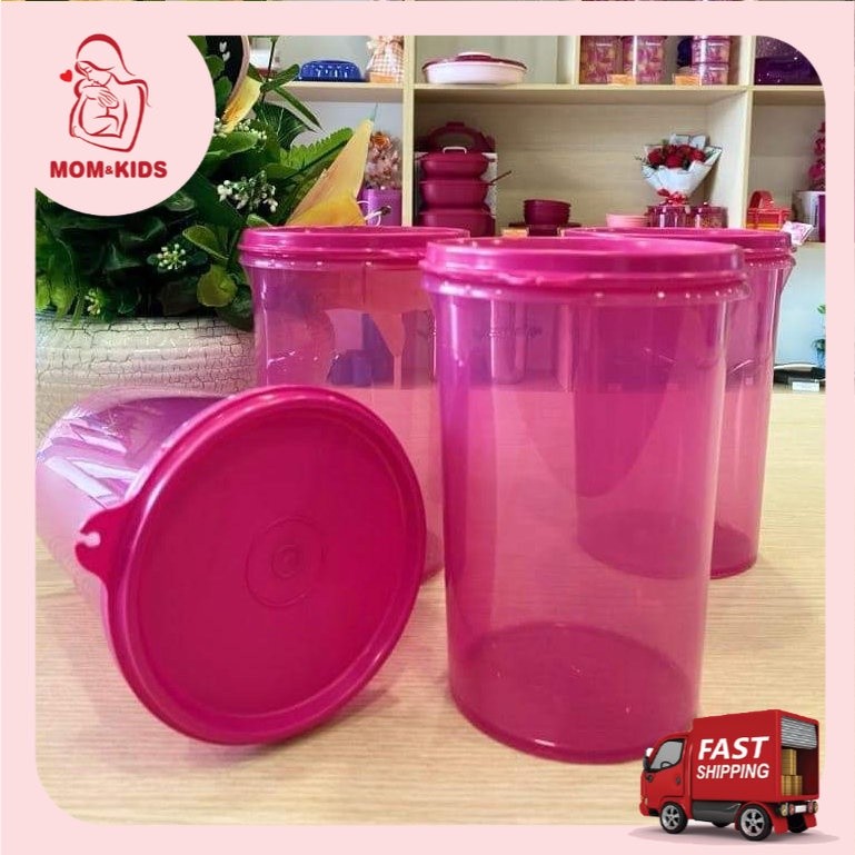 Jual Tupperware 1 Liter Cheerio Quad Kedap Udara Kedap Cairan Merah Maroon Cookies Perfect ...