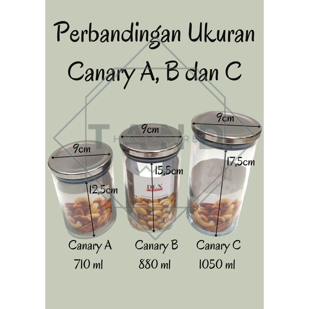 Jual TOPLES KACA KEDAP UDARA CANARY B SET UKURAN 880ML (6 PCS) | Shopee Indonesia
