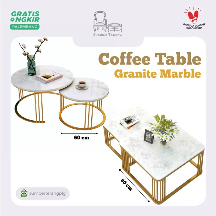Jual Meja Tamu Granit Bulat Marmer Coffee Table Meja Tamu Batu ...
