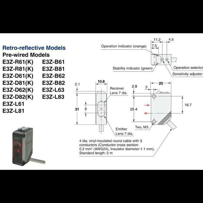 Jual Promo Photo sensor E3Z R61 + Reflector Omron Original COD | Shopee Indonesia