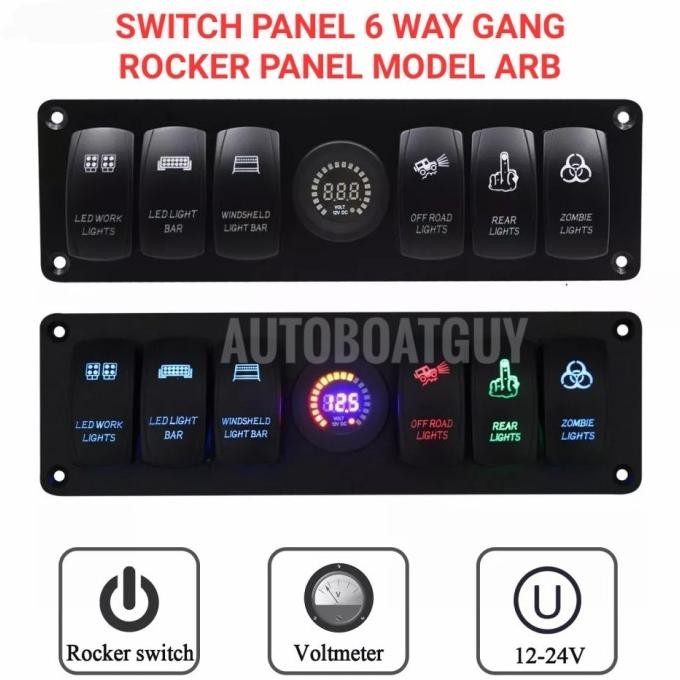 Jual Promo Switch Panel 6 Way / Gang Rocker ARB Marine Grade / Offroad ...