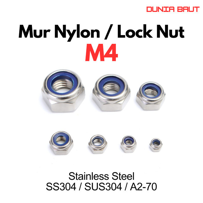 Jual Mur Nylon M4 / Lock Nut M4 Stainless SS304 | Shopee Indonesia
