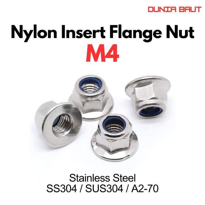 Jual Mur Nylon Insert Flange M4 / Nylon Insert Flange Nut M4 Stainless ...