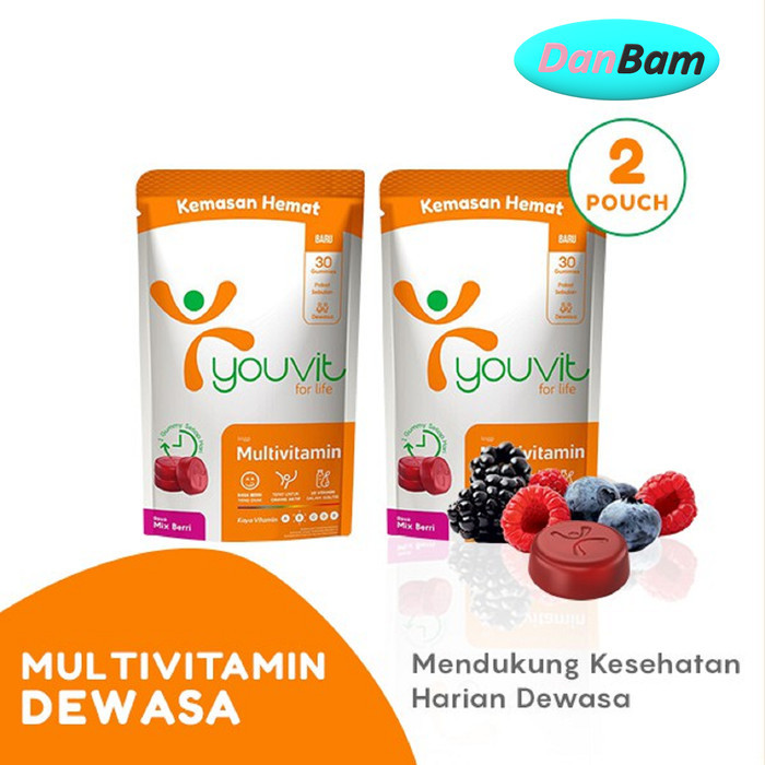 Jual readyy!! 2 Pouch Youvit Multivitamin Dewasa isi 60 Gummy | Shopee Indonesia